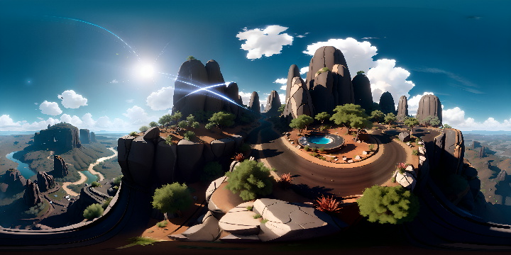 Ultra-high res VR360 scene, masterpiece quality. Massive, to